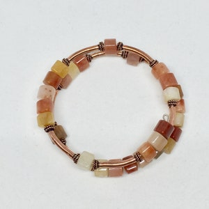 Red Agate Copper Chunky Bracelet, Orange Stone Jewelry, Rojo Agate ...