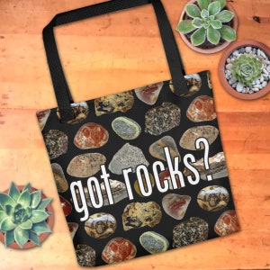 Rock Collector Tote Bag, Got Rocks Funny Rockhound Geologist Meme ...
