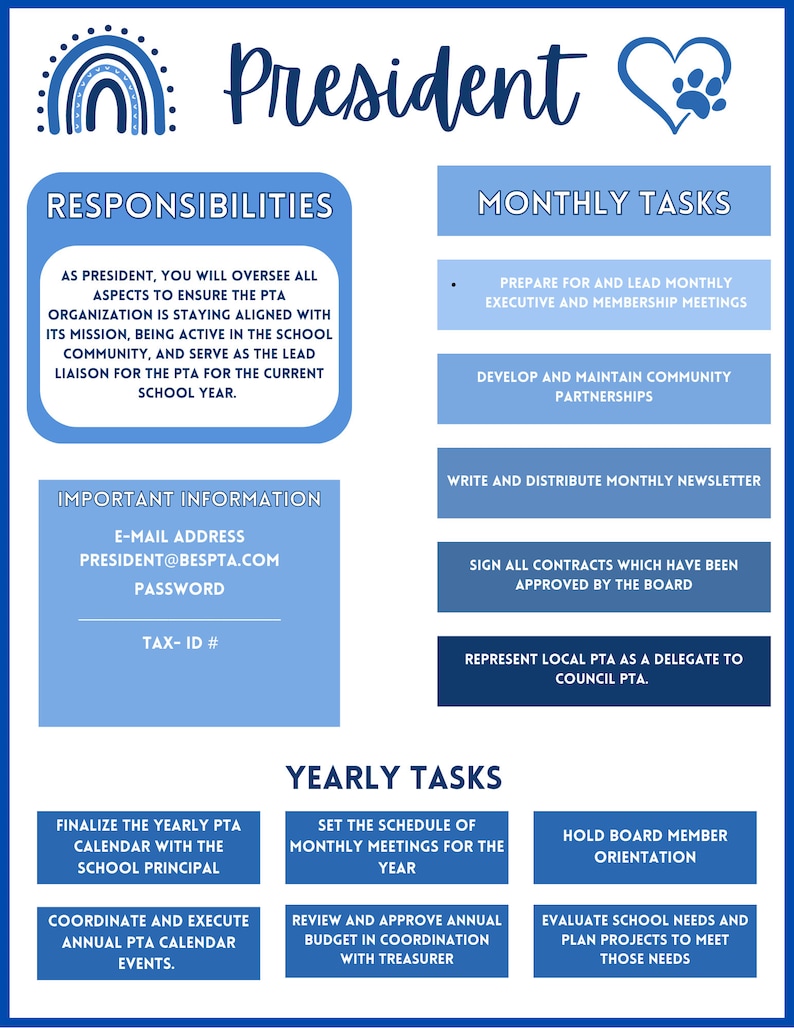 PTA/PTO Custom Yearly Planner Canva Template - Etsy