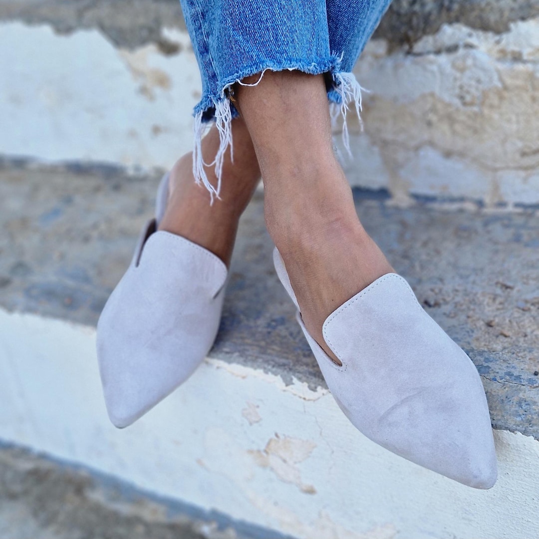 Handmade Suede Mules: Women's Greek Leather Slides - Etsy