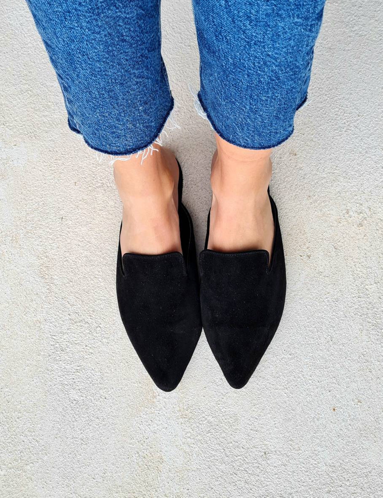 Gray Mules Leather Women's Mules Handmade Suede Shoes - Etsy