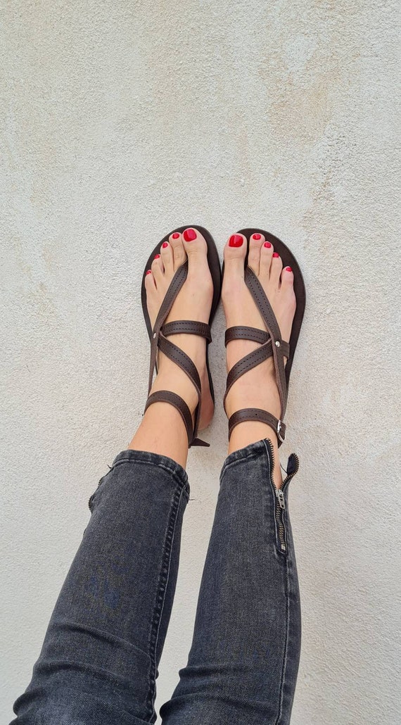 Gladiator Leather Sandals for Womenleather Flat | Etsy