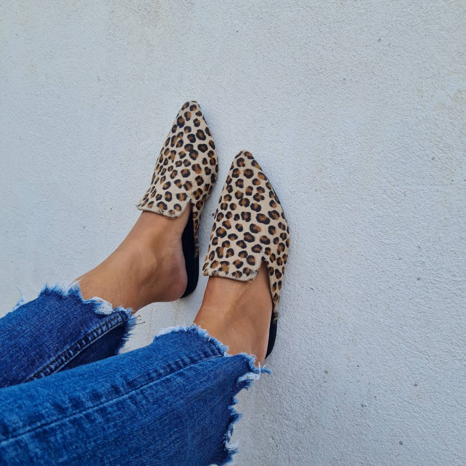 Leather Mules Shoes in Leopard, Women's Mules, Pony Skin Loafers ...