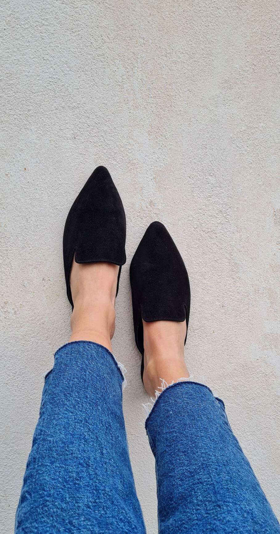 Gray Mules Leather Women's mules Handmade Suede shoes | Etsy