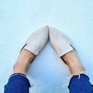 Gray Mules Leather Women's Mules Handmade Suede Shoes - Etsy