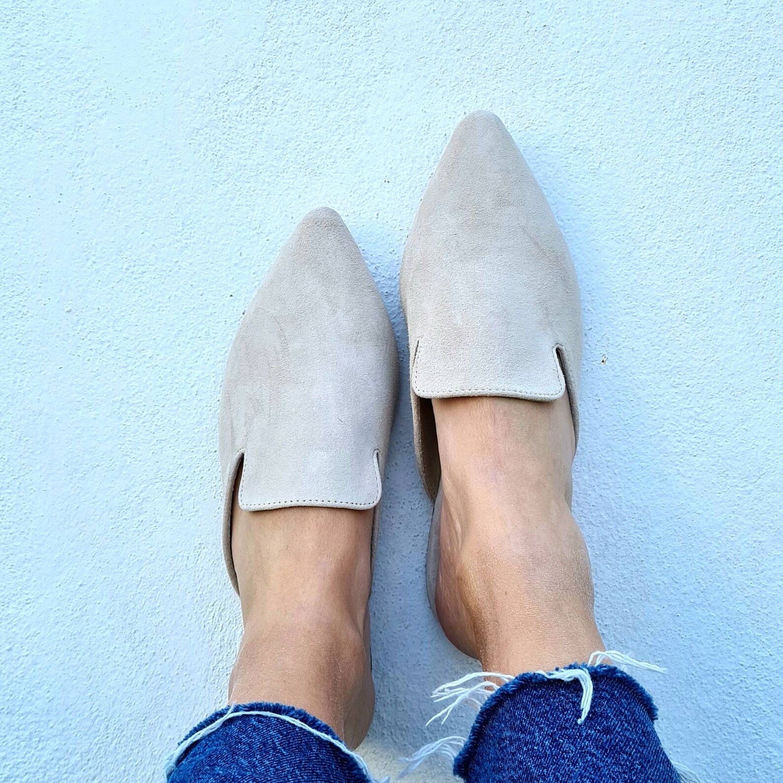 Gray Mules Leather Women's Mules Handmade Suede Shoes - Etsy