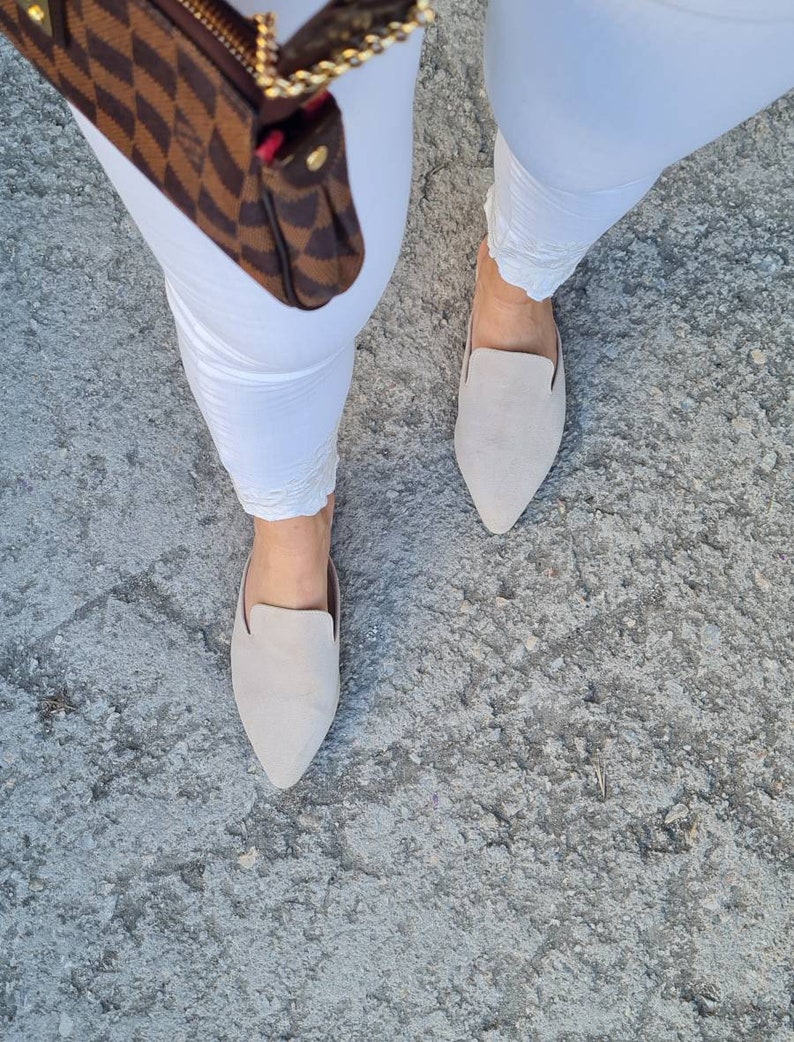 Gray Mules Leather Women's Mules Handmade Suede Shoes - Etsy