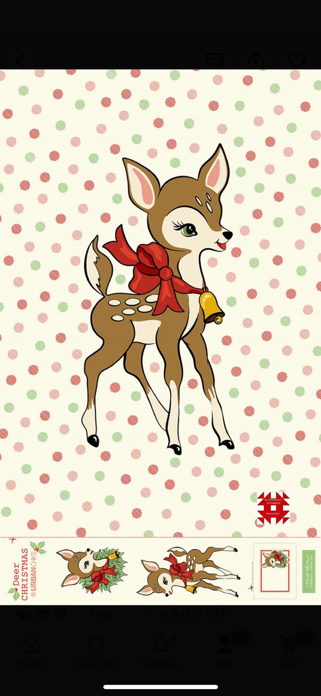 Moda DEER CHRISTMAS Reindeer Panel by Urban Chiks OOP 2020 - Etsy