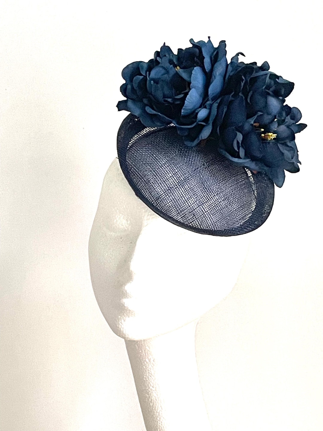 Navy Blue Fascinator, Navy Hat, Navy Blue Wedding Hat, Dark Blue Flower ...