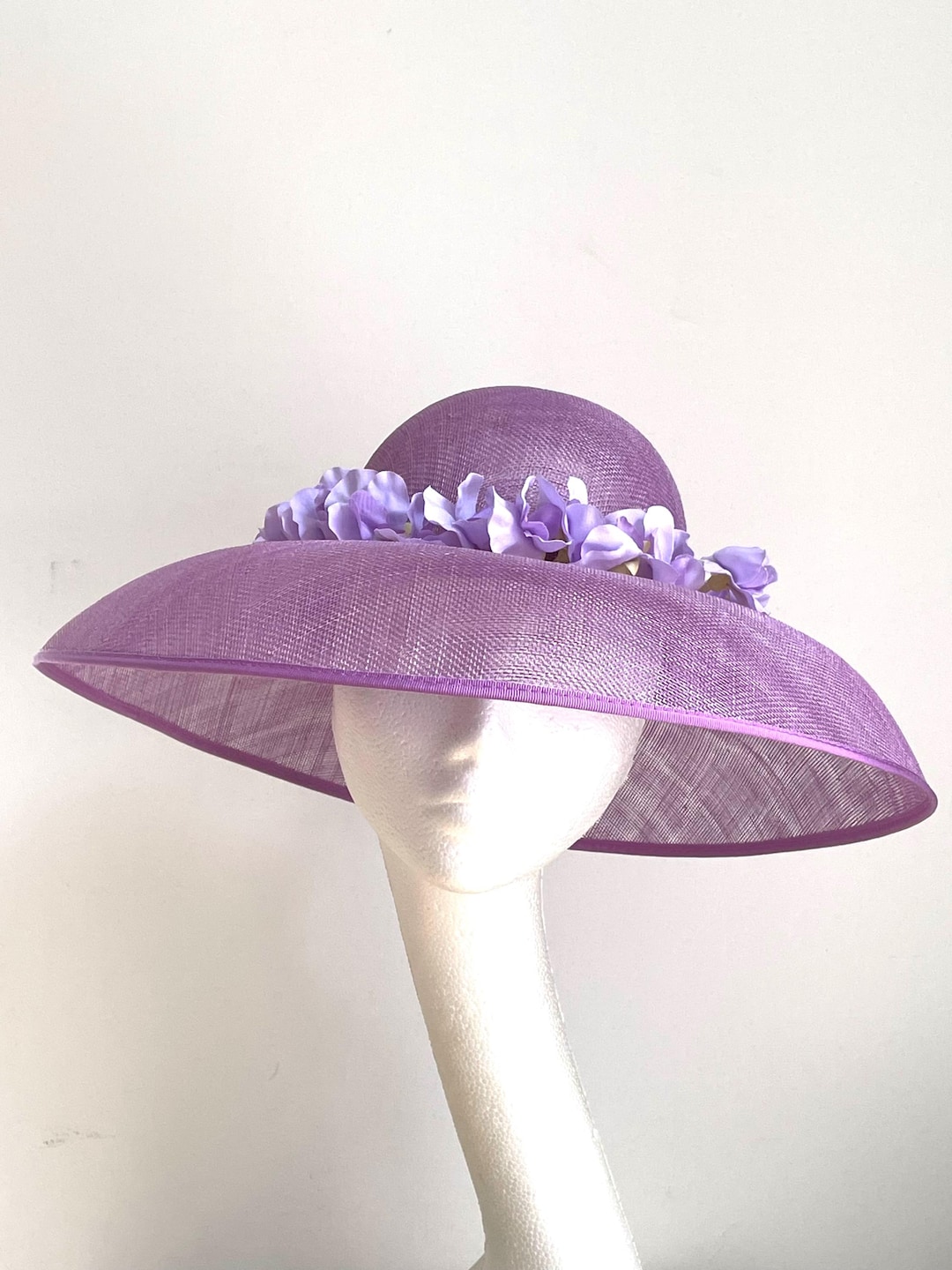 Purple Wide Brim Hat, Purple Wedding Hat, Purple Royal Ascot Hat ...