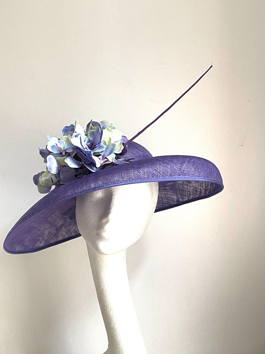 Violet Disc Hat, Violet Wedding Hat, Purple Royal Ascot Fascinator Hat ...