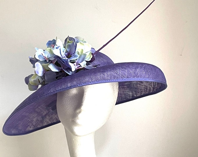 Violet Disc Hat, Violet Wedding Hat, Purple Royal Ascot Fascinator Hat ...