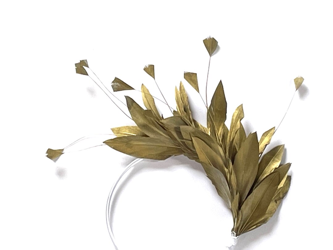 Gold Feather Crown, Gold Headpiece, Gold Wedding Headpiece, Gold ...