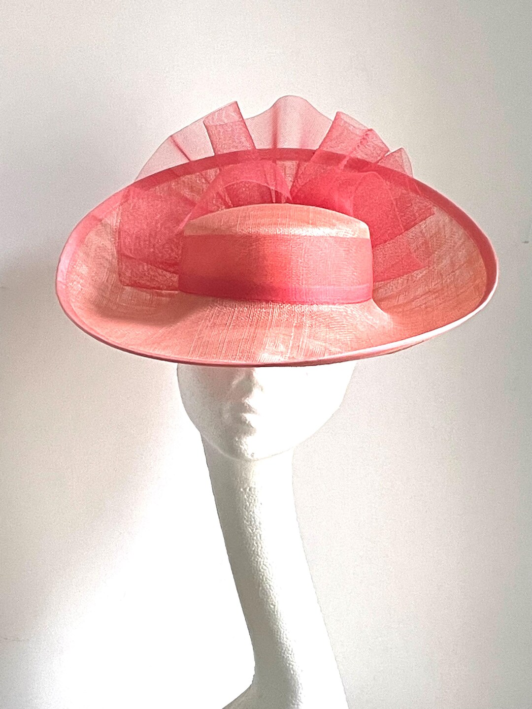 Coral Pink Hat, Coral Pink Mother of the Bride Hat, Coral Pink Royal ...