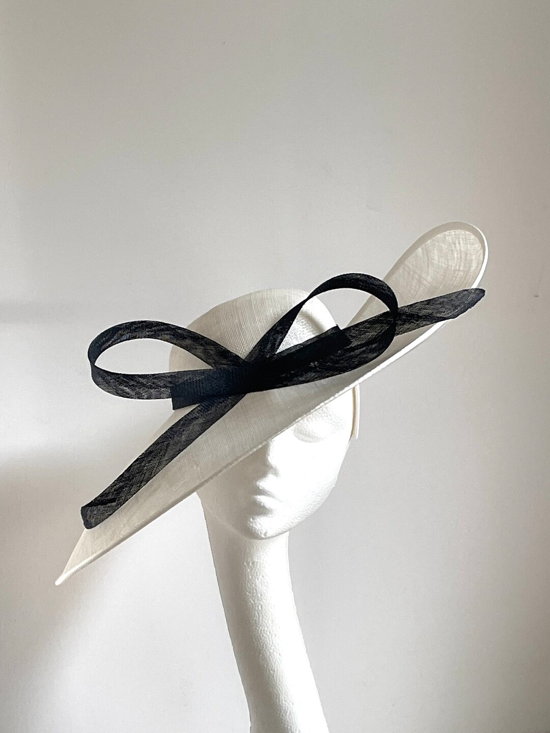 Ivory Black Hat, Ivory Fascinator, Large Giant White Hat, White Wedding ...