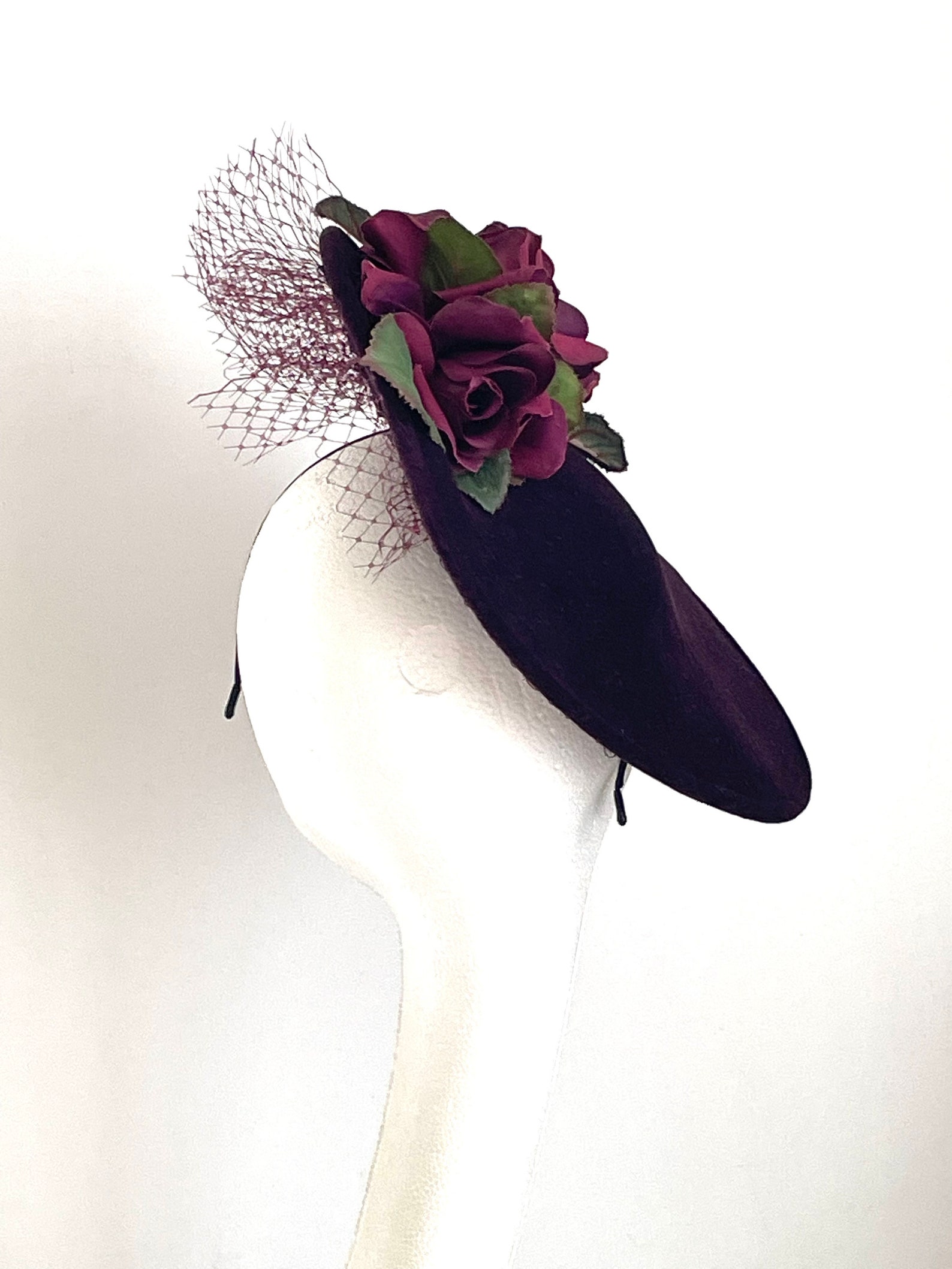 Violet Disc Hat, Purple Wedding Hat, Violet Royal Ascot Fascinator Hat ...