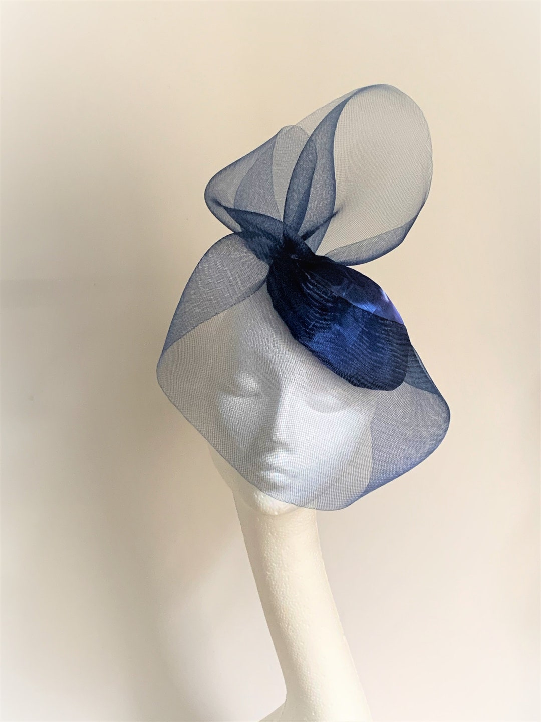 Navy Blue Cocktail Hat, Navy Blue Fascinator Hat, Blue Headpiece ...