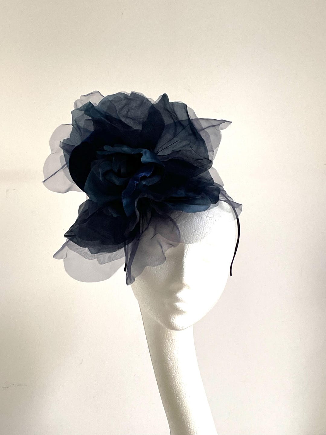 Navy Blue Flower Hat, Navy Blue Mother of Bride Hat, Giant Flower ...