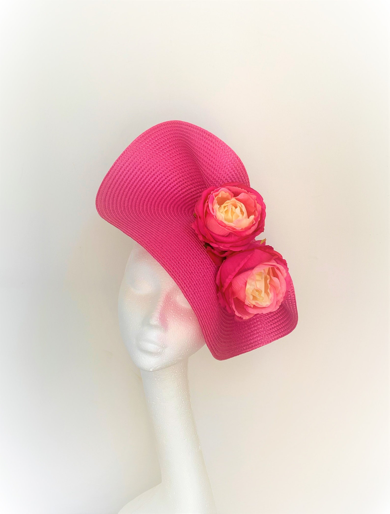 Hot Pink Fascintor Pink English Rose Hat Pink Disc Hat Hot - Etsy UK