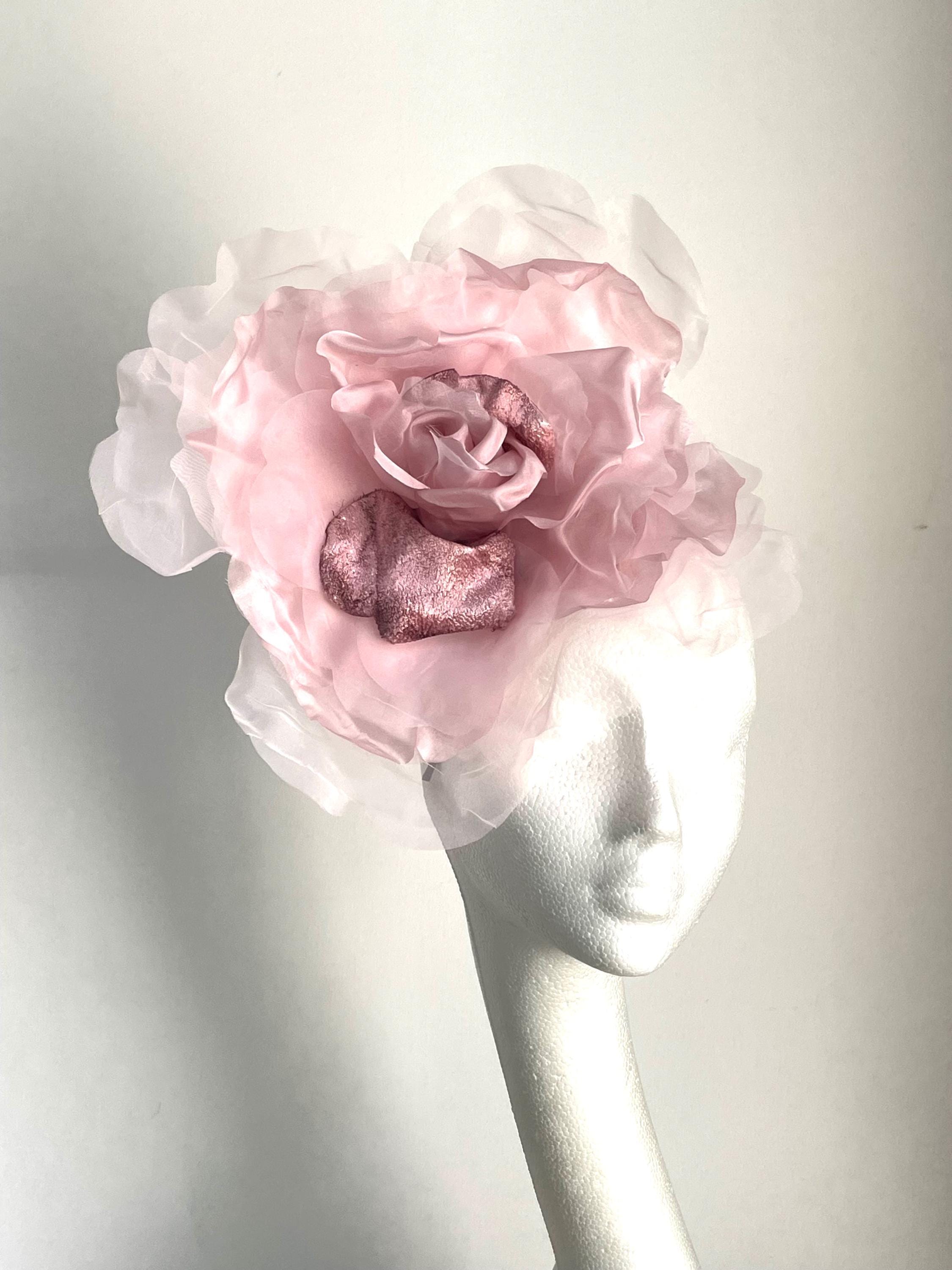 Pink Flower Hat, Soft Pink Mother of Bride Hat, Pink Giant Flower Hat ...