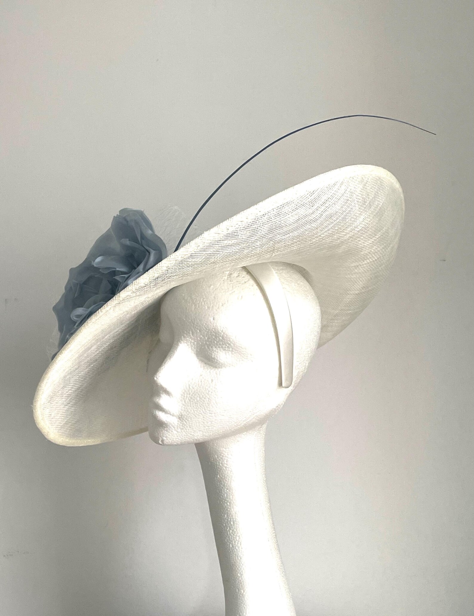 Ivory Royal Ascot Hat, Ivory Pale Blue Fascinator, Ivory Mother of ...