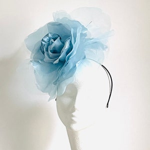 Large Blue Flower Hat, Pale Blue Mother of Bride Hat, Blue Giant Flower ...