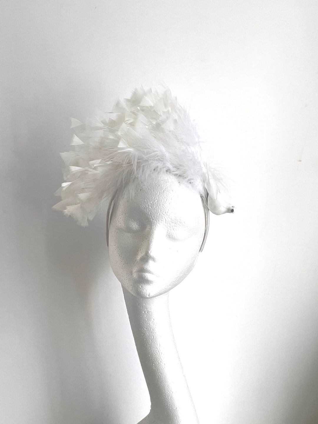 White Bird Feather Fascinator, Bridal Headpiece, Dinner En Blanc Hat ...