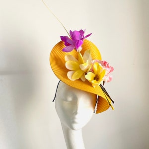 Yellow Fascinator, Yellow Hat, Yellow Ascot Derby Races Hat, Yellow ...