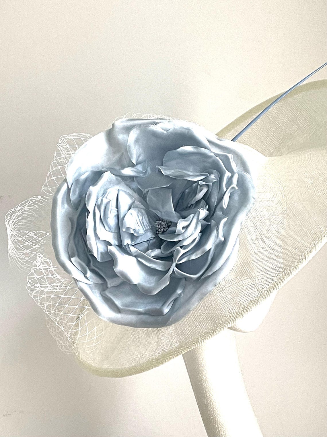 Ivory Royal Ascot Hat, Ivory Pale Blue Fascinator, Ivory Mother of ...