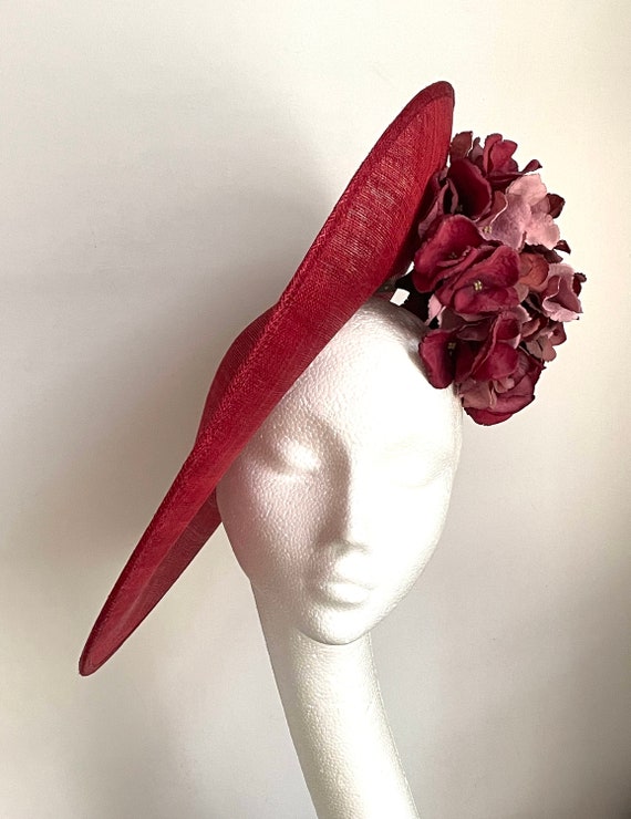 Large Red Saucer Disc Hat Red Mother of the Bride Hat Red - Etsy
