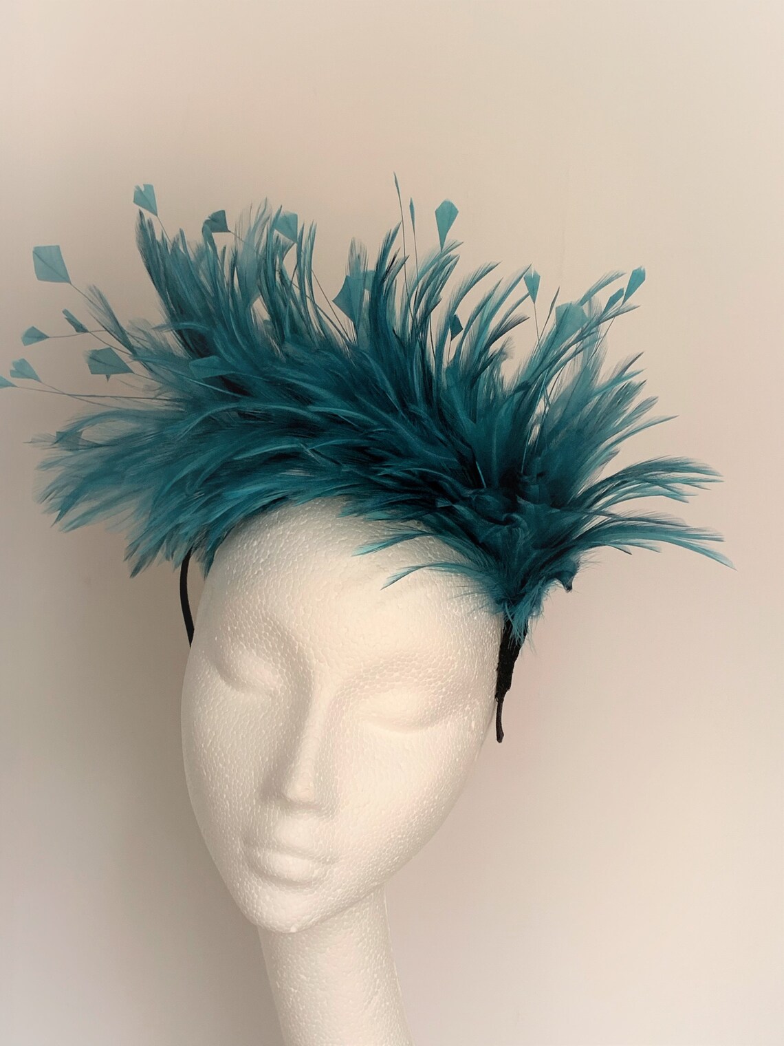 Teal Green Fascinator Teal Green Blue Feather Fascinator - Etsy UK