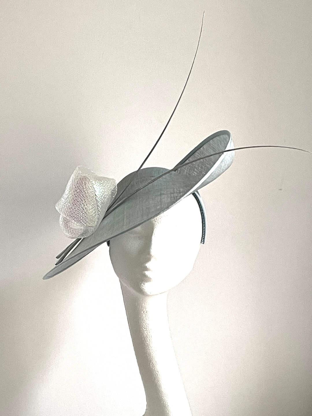 Pale Blue Hat, Pale Blue Fascinator, Pale Blue Feather Hat, Light Blue ...