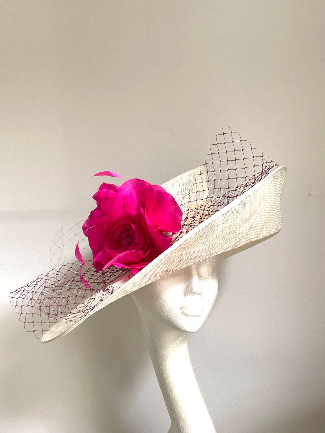 Large Ivory Wide Brim Hat Mother of the Bride Hat Ivory - Etsy