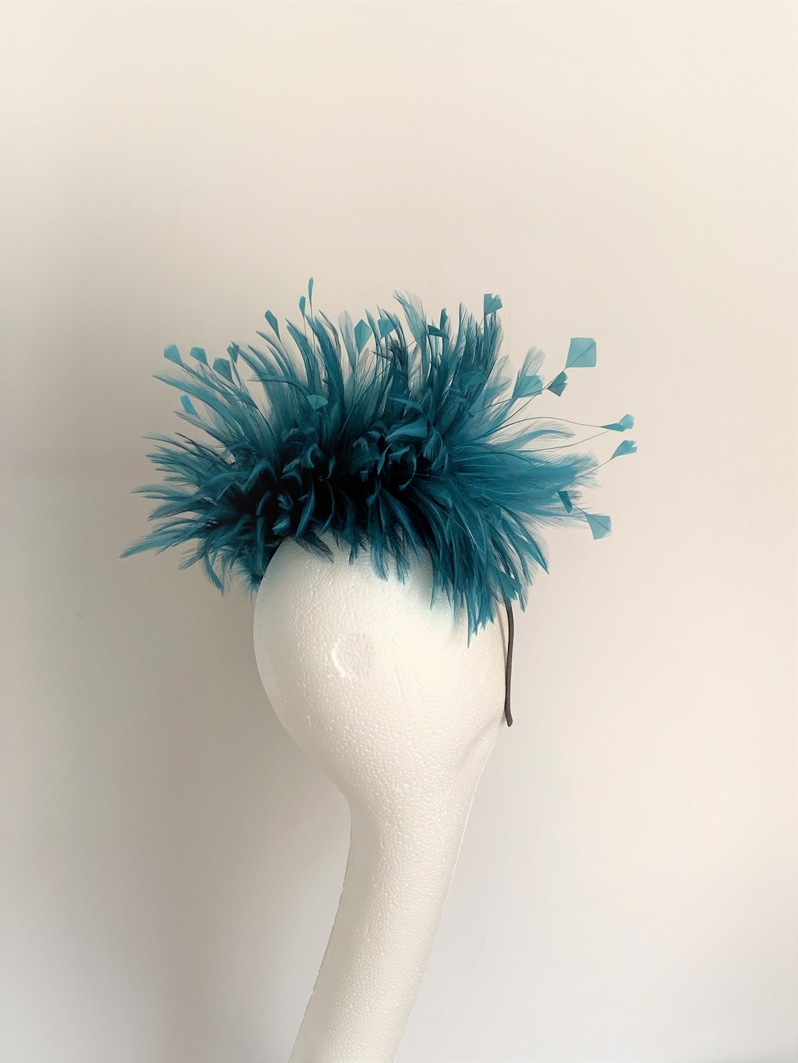 Teal Green Fascinator Teal Green Blue Feather Fascinator - Etsy UK