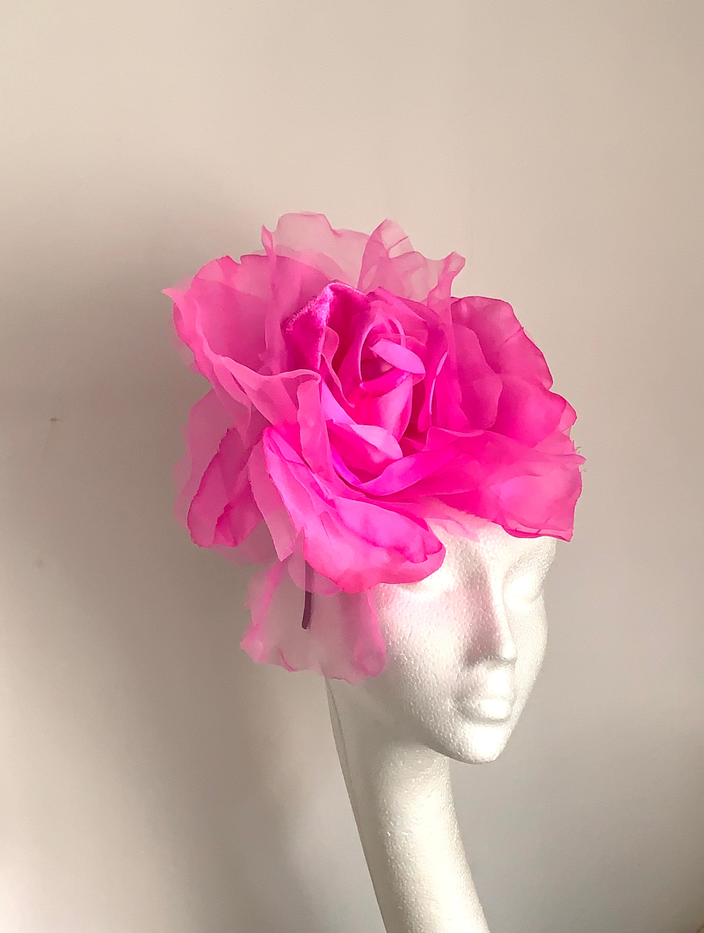 Large Giant Hot Pink Flower Hat, Bright Pink Mother of Bride Hat, Giant ...