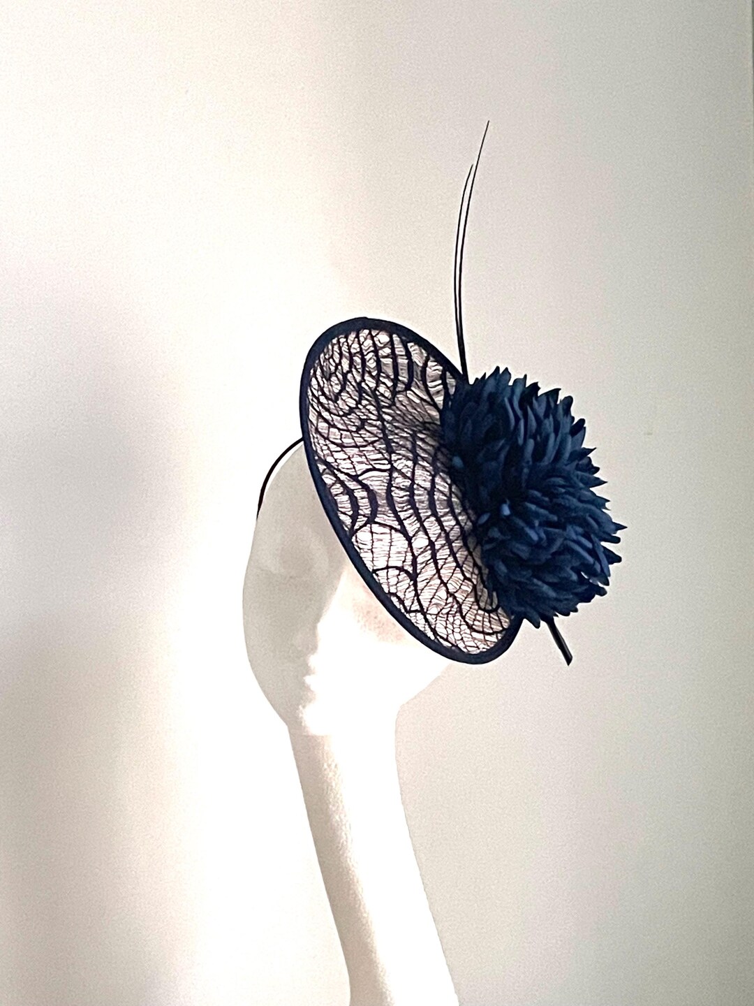 Navy Blue Fascinator, Navy Hat, Navy Blue Wedding Hat, Dark Blue Flower ...