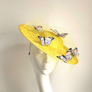 Yellow Hat, Mother of the Bride Hat, Yellow Fascinator, Yellow Wedding ...