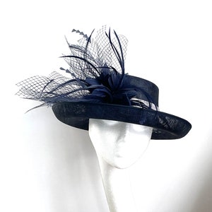 Navy Blue Hat, Navy Mother of the Bride Hat, Navy Bow Fascinator, Blue ...
