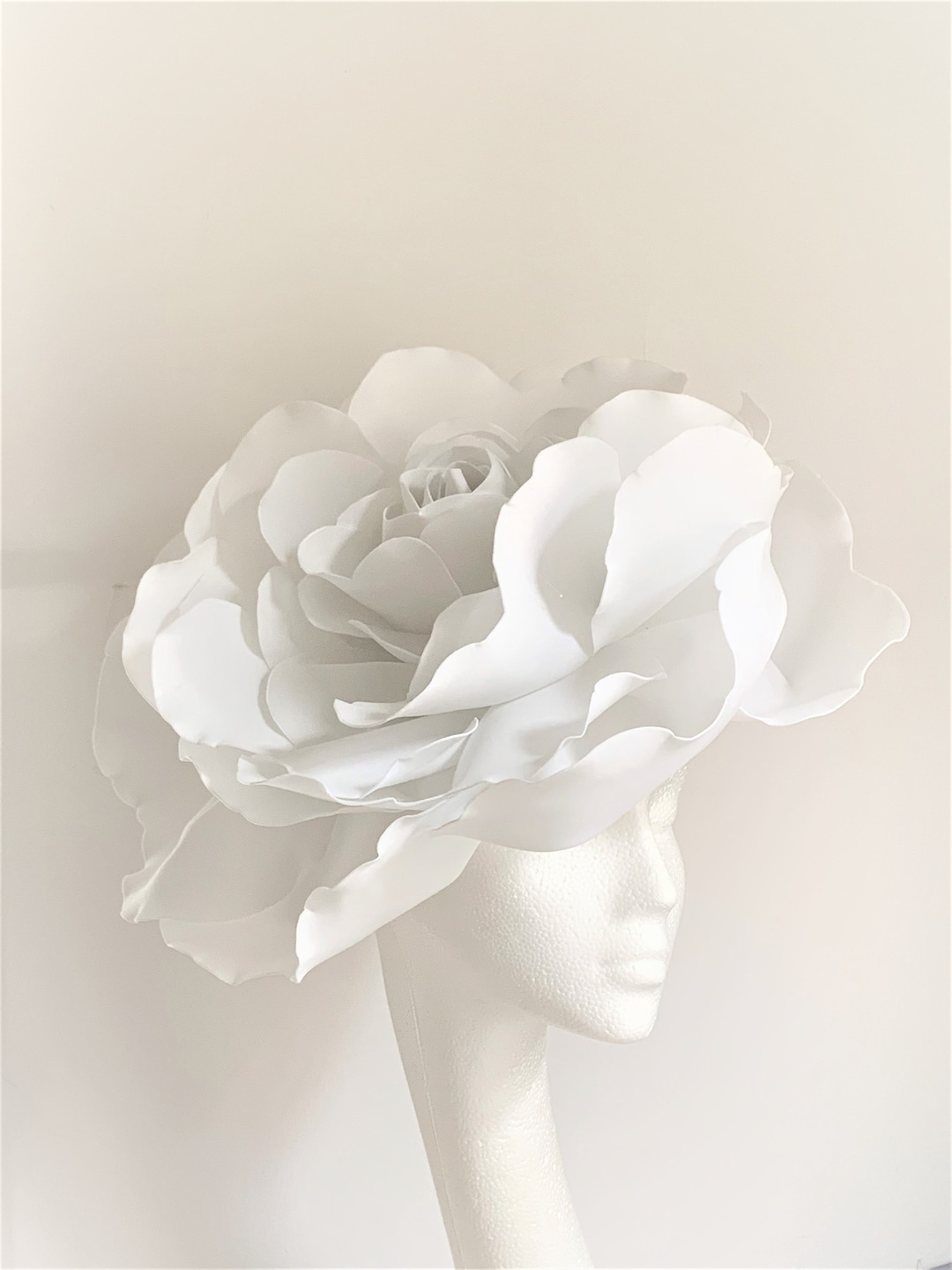 Large White Flower Hat, Large Rose Bridal Headpiece Hat, Dinner Blanc ...