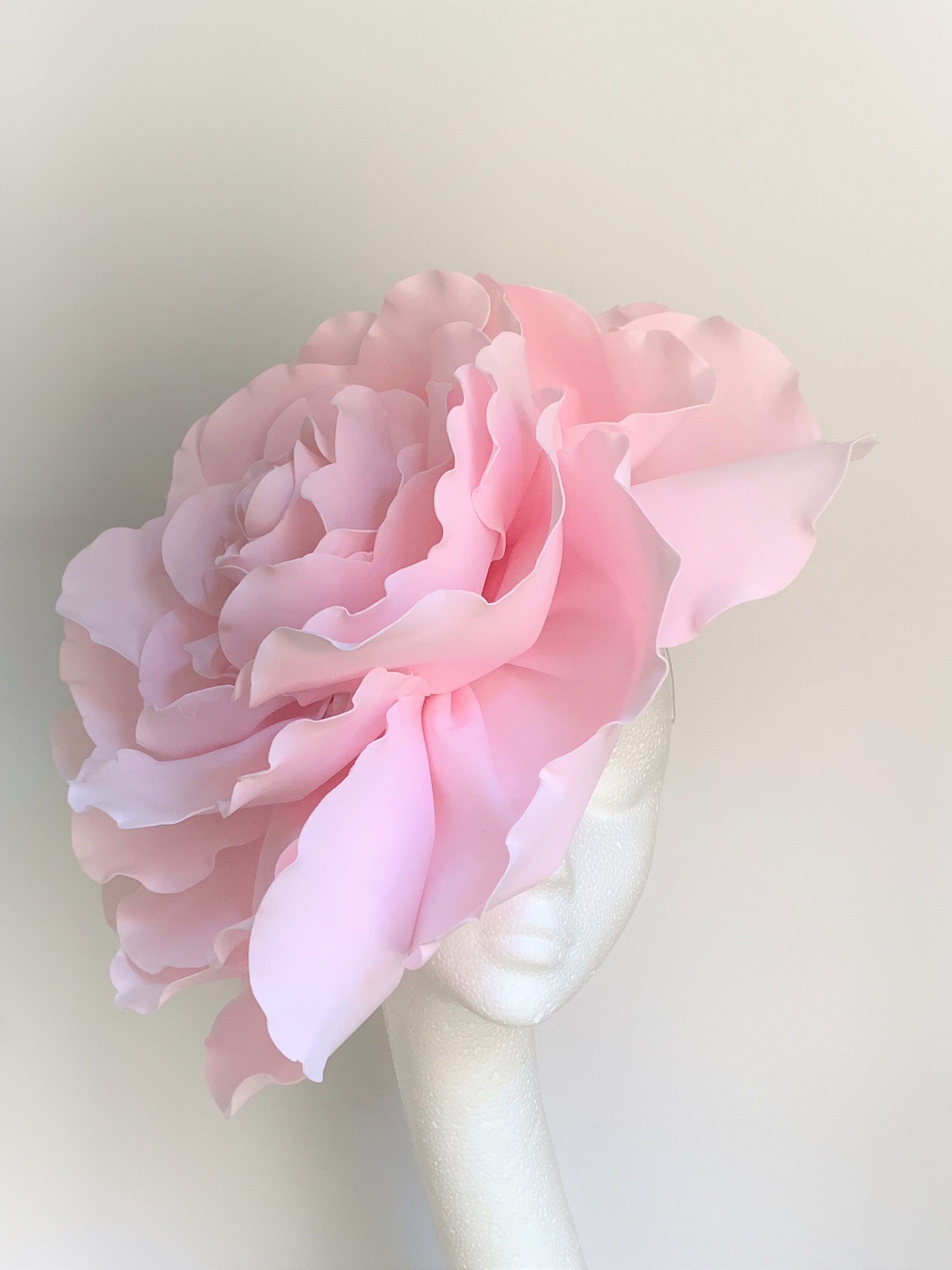 Large pink flower bridal fascinator hat large rose headpiece | Etsy