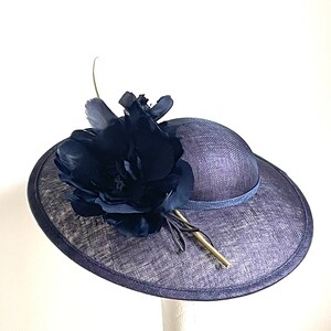 Purple Blue Disc Hat, Purple Gold Mother of the Bride Hat, Navy Bow ...
