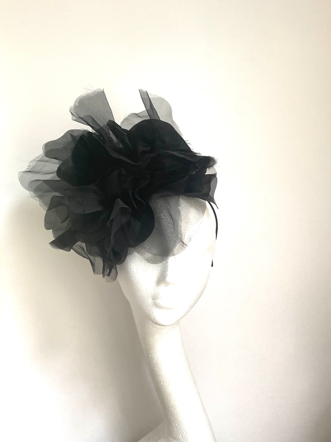 Large Black Flower Hat, Black Mother of Bride Hat, Giant Flower ...