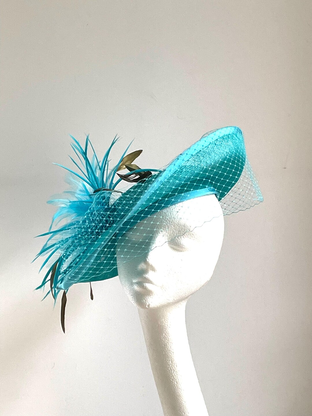 Aqua Fascinator Hat, Pale Blue Fascinator Wedding Hat, Aqua Blue Royal ...