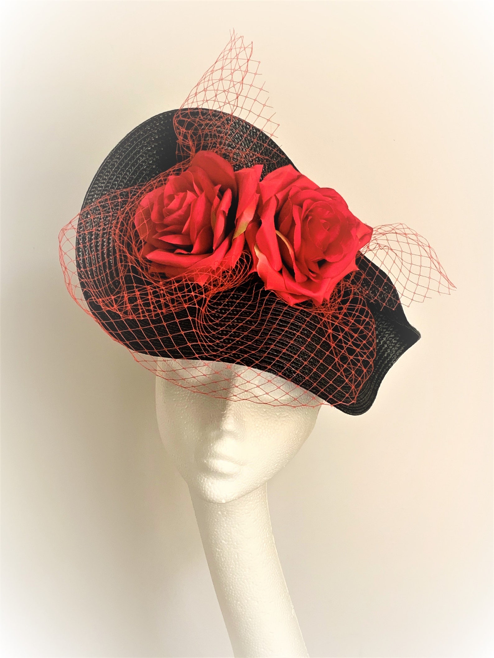 Black Red Hat Black Red Fascinator Black Red Hat Wedding - Etsy