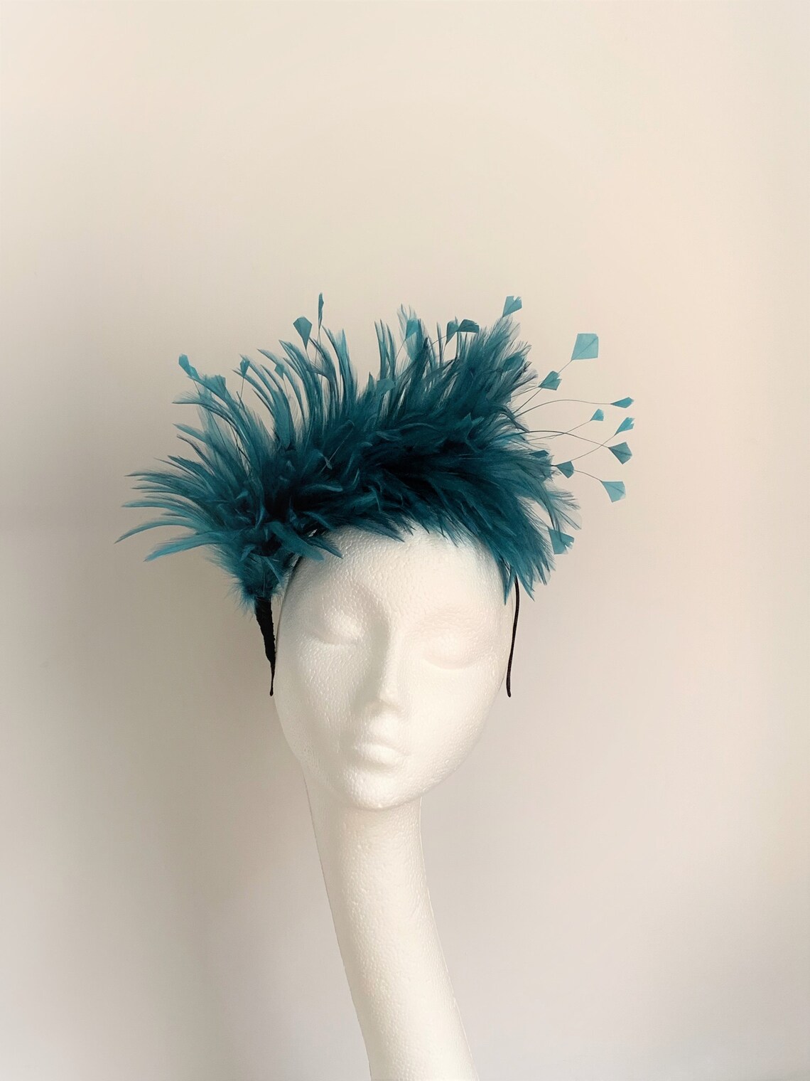 Teal Green Fascinator Teal Green Blue Feather Fascinator - Etsy UK