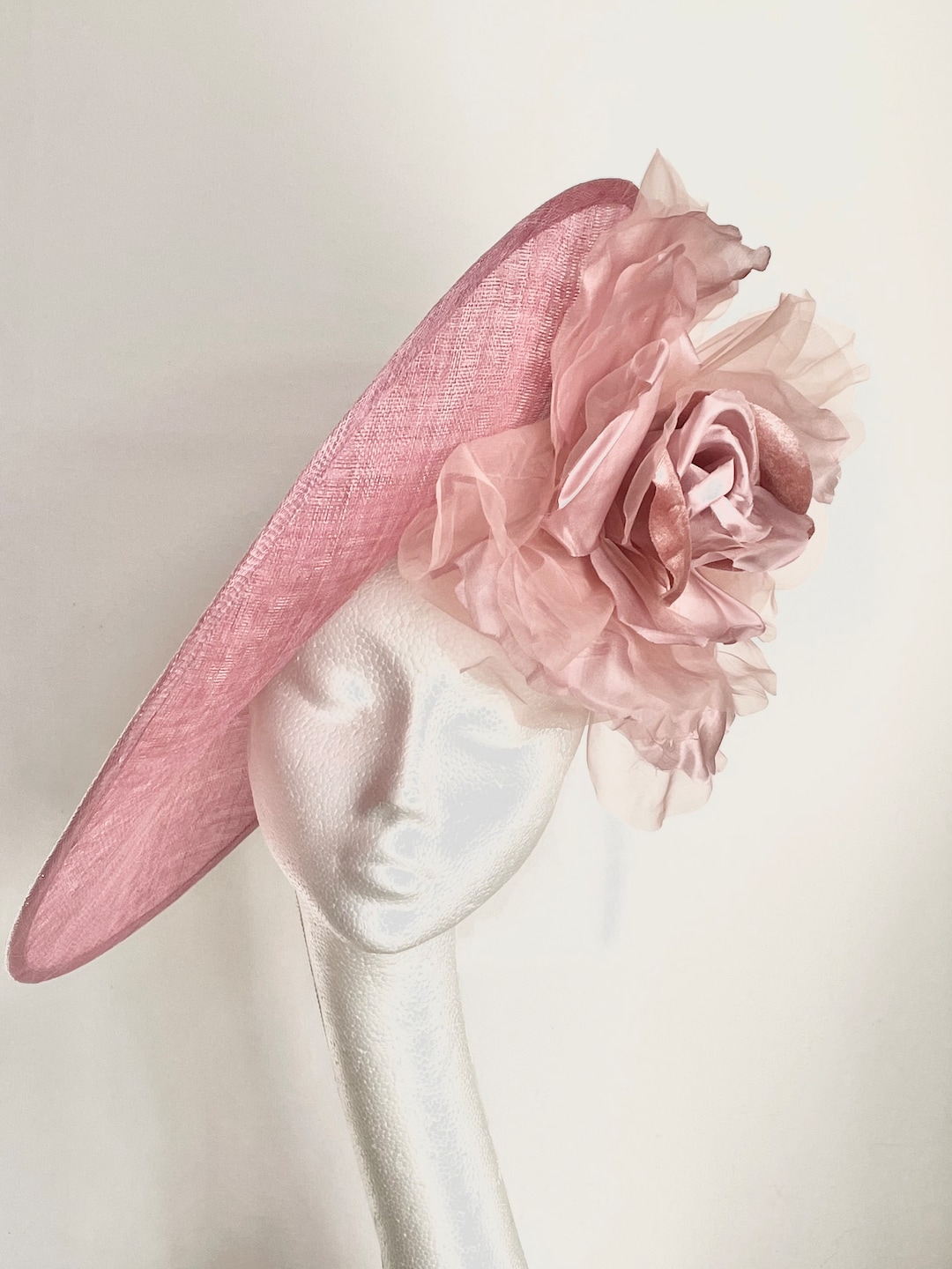 Large Dusky Pink Saucer Disc Hat, Pink Fascinator, Pale Pink Wedding ...