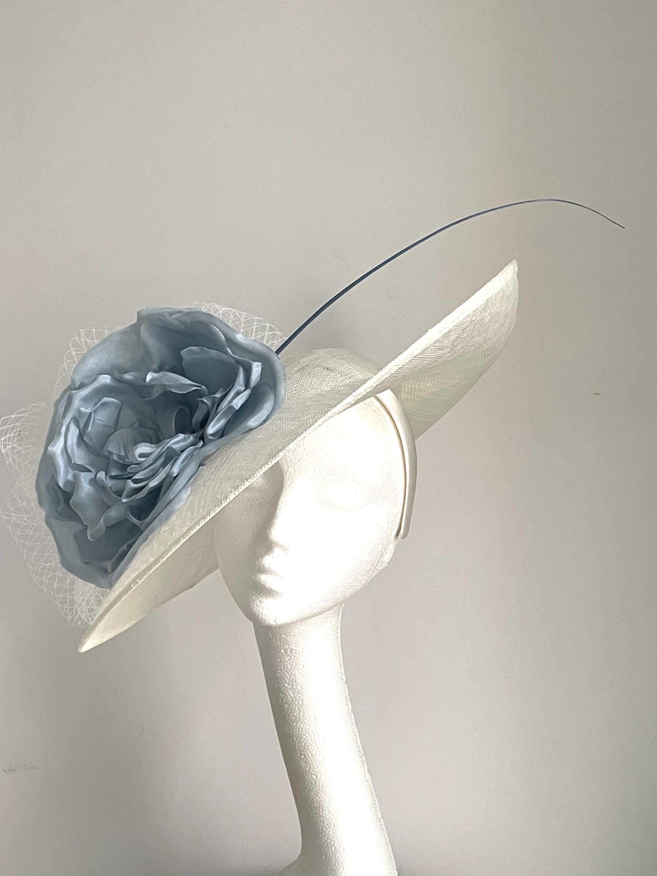 Ivory Royal Ascot Hat, Ivory Pale Blue Fascinator, Ivory Mother of ...
