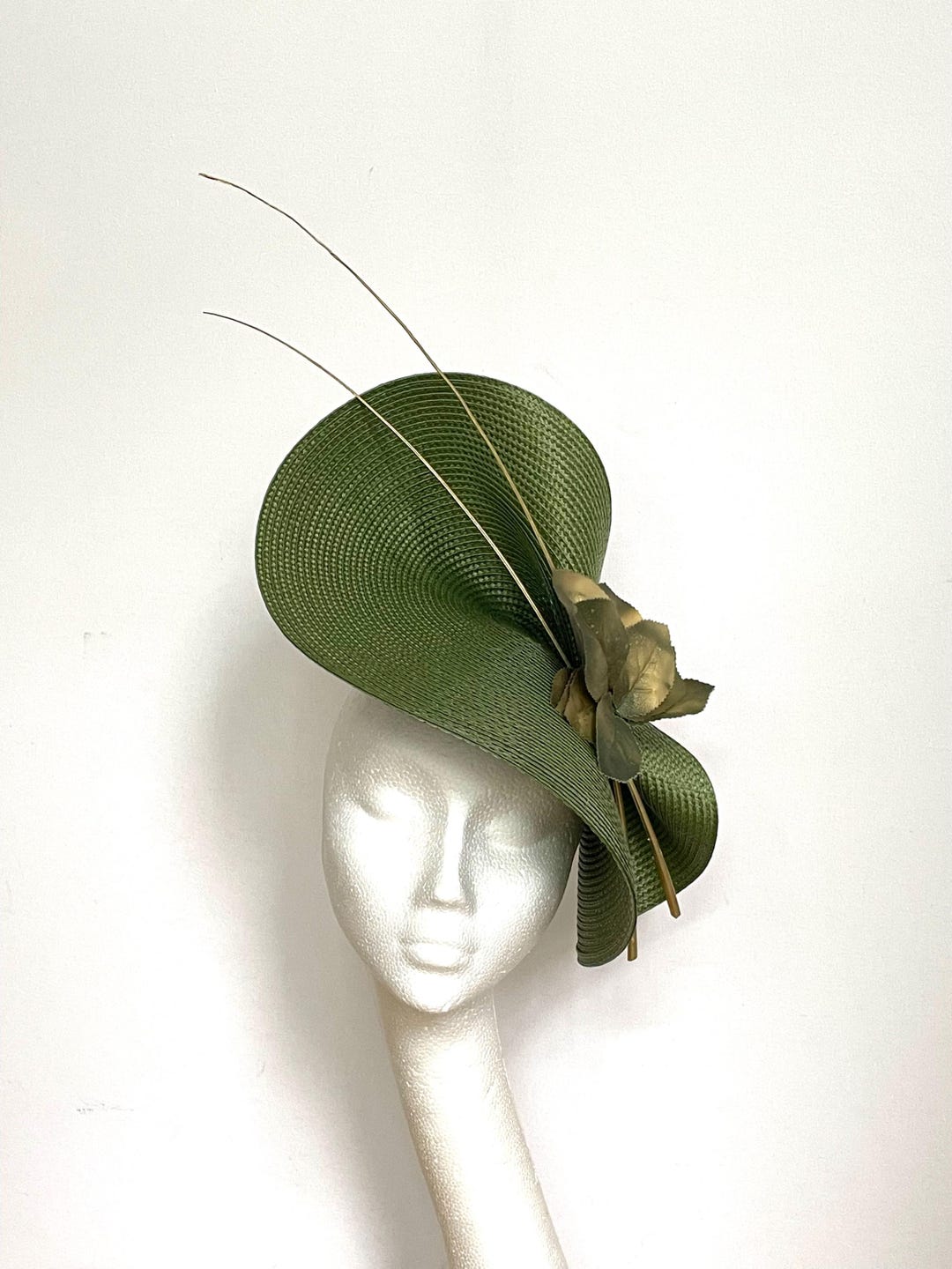Forest Green Gold Disc Hat, Forest Green Fascinator, Green and Gold ...