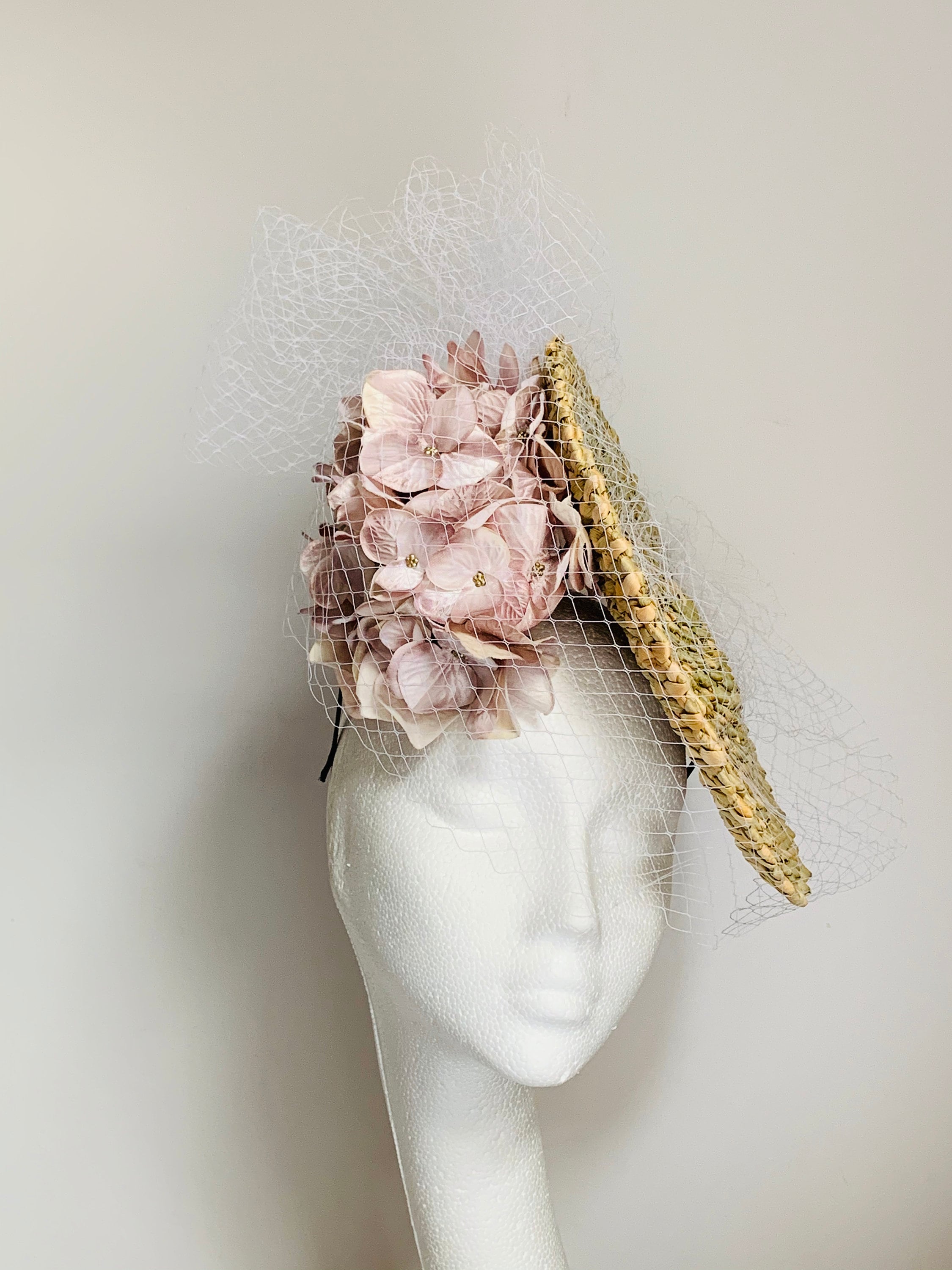 Straw Fascinator Straw Disc Hat Straw Wedding Hat Hydrengea - Etsy UK