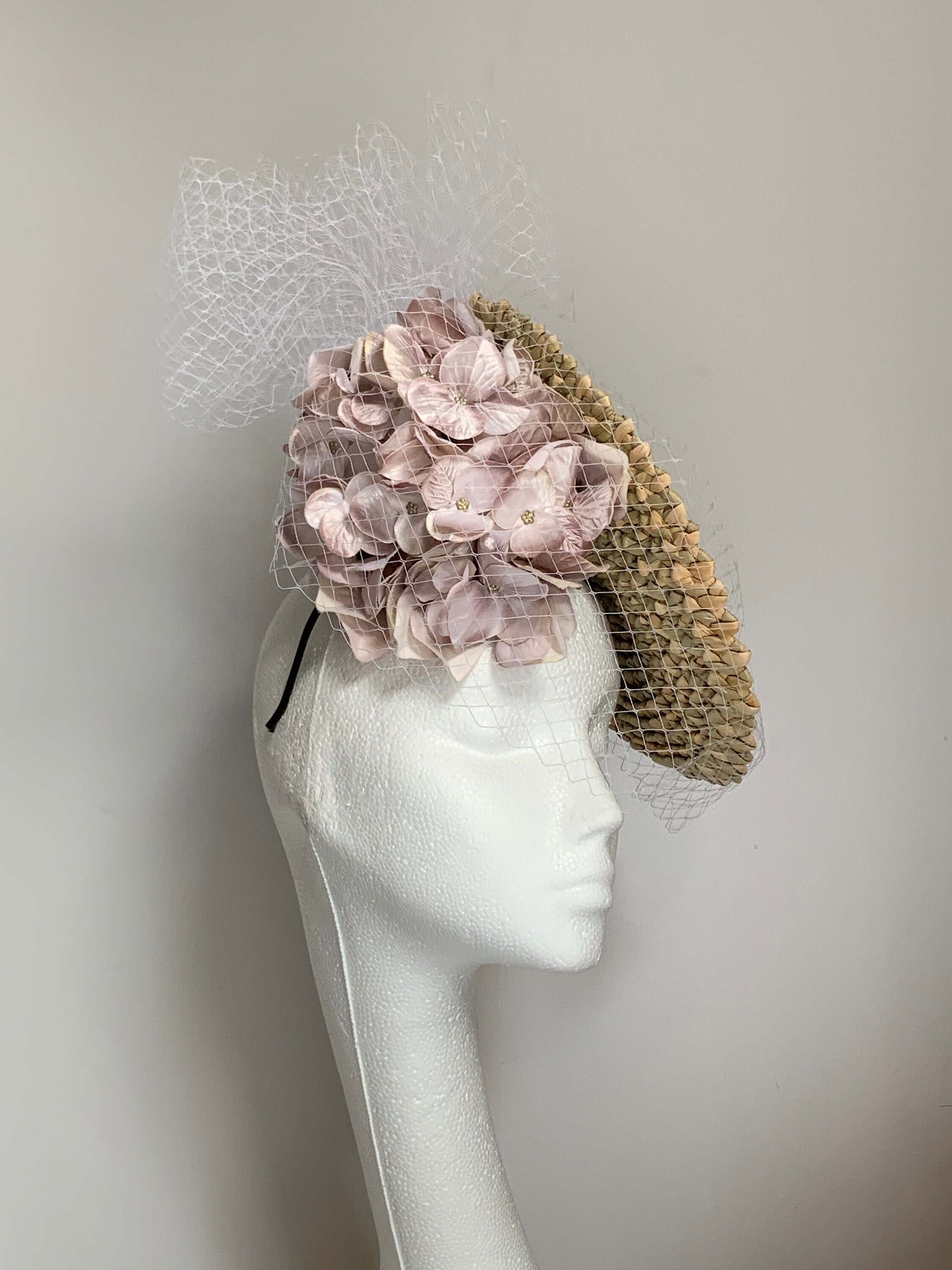 Straw Fascinator Straw Disc Hat Straw Wedding Hat Hydrengea - Etsy UK